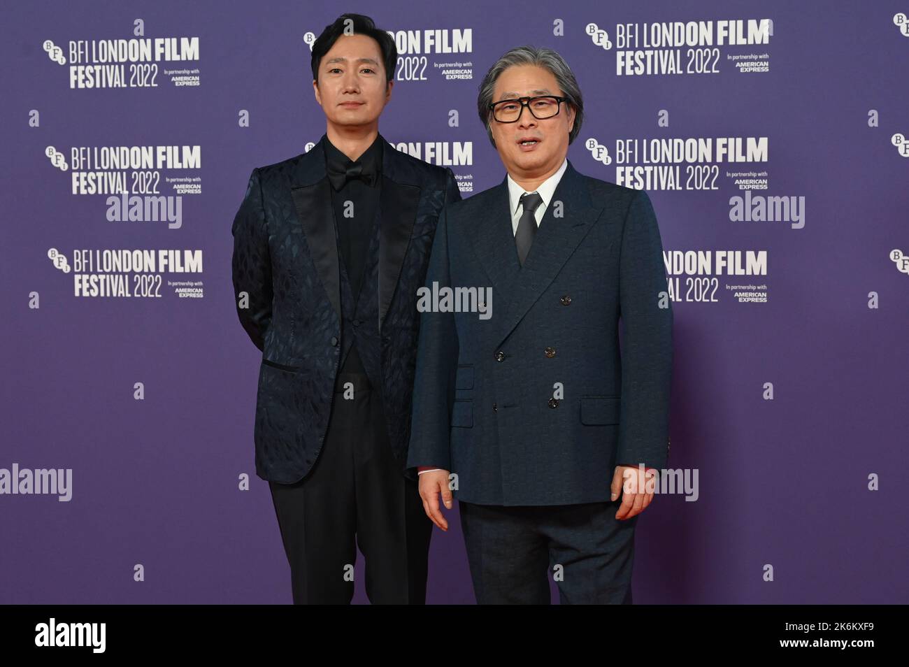 London, UK. 14th Oct, 2022. Park Hae-il and Park Chan-wook arrive at ...