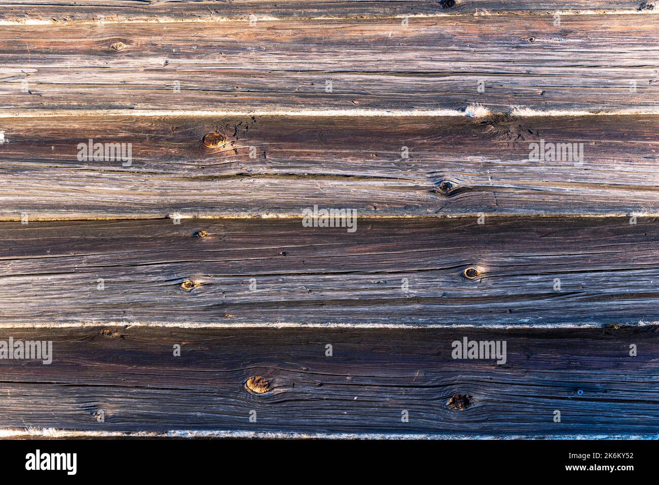 textured abstract background of a log wooden wall of an old log cabin ...