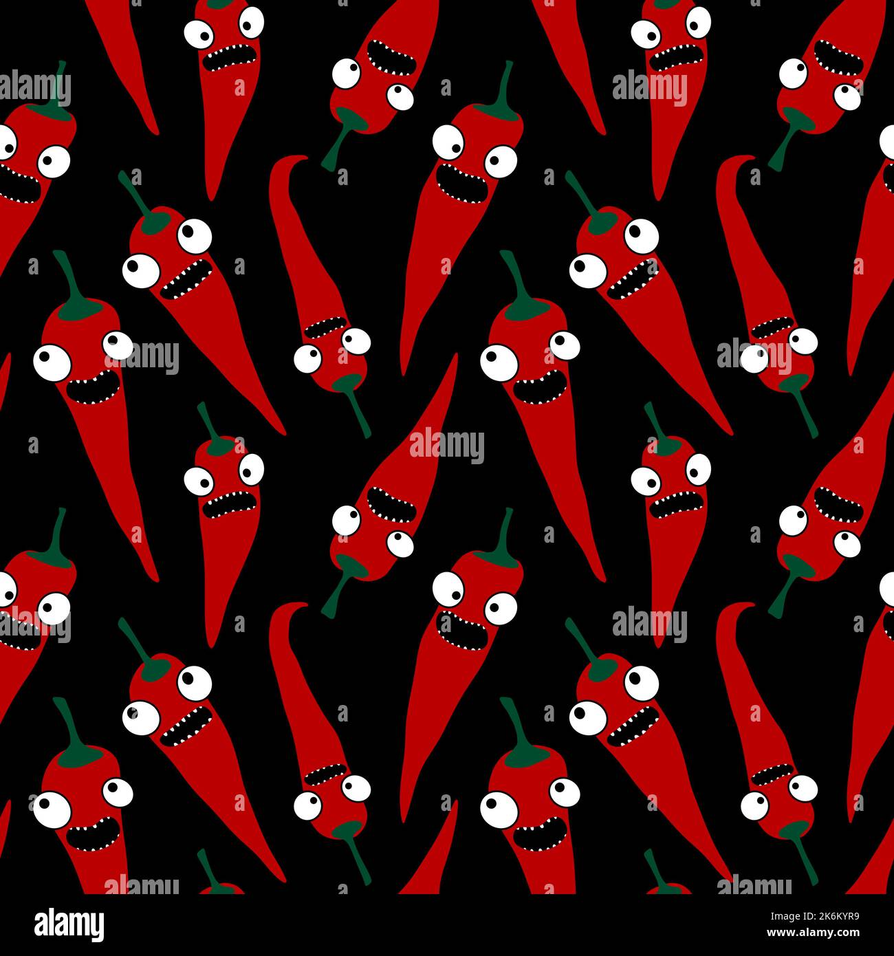 Cartoon vegetable seamless vampire Halloween red hot pepper pattern for ...