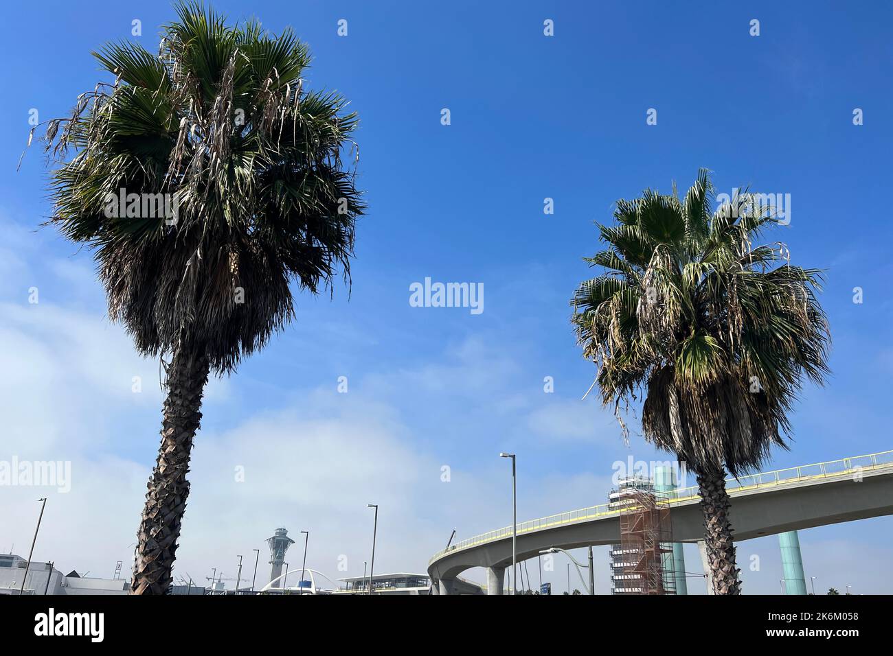 The construction site of the Automated People Mover (APM) train at Los ...