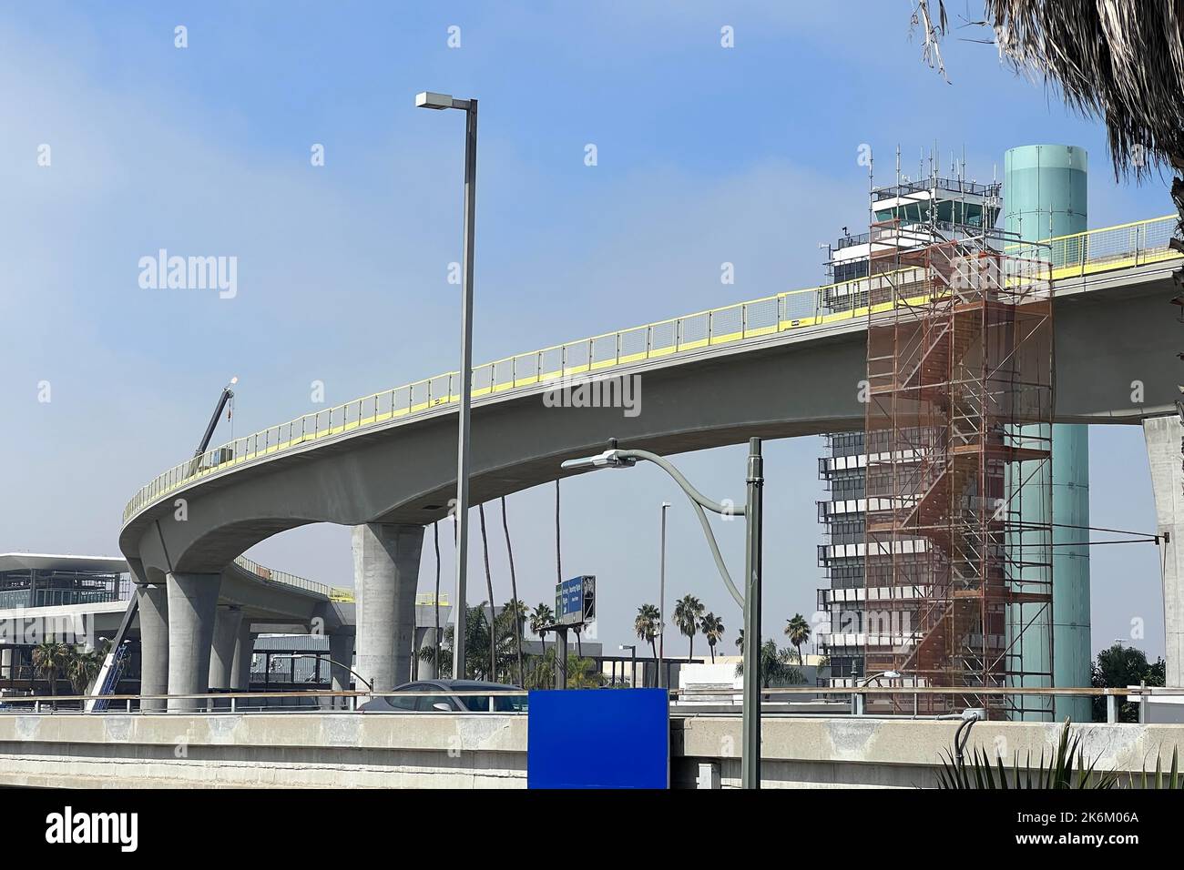 The construction site of the Automated People Mover (APM) train at Los ...