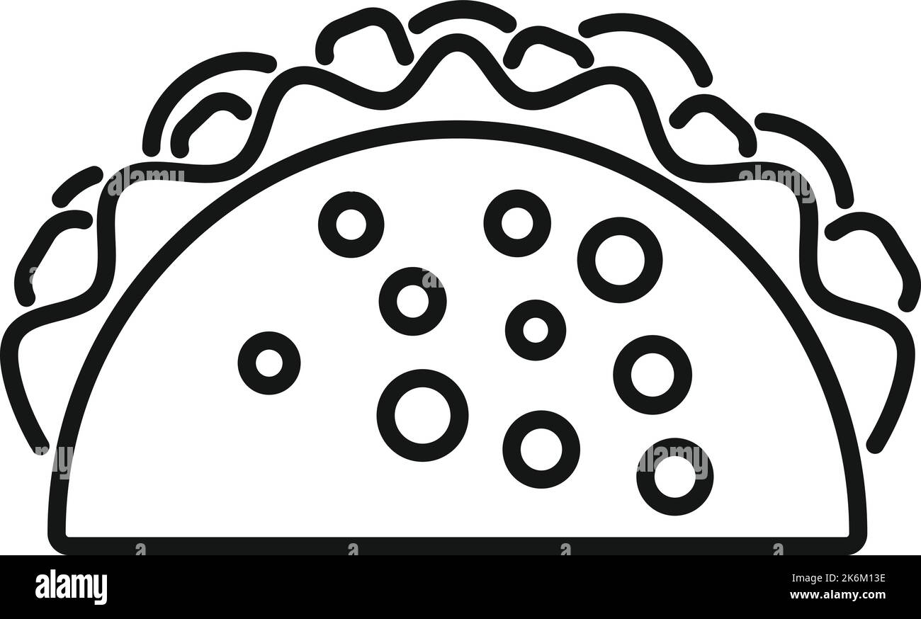 Cute taco icon outline vector. Mexican food. Funny meat Stock Vector ...
