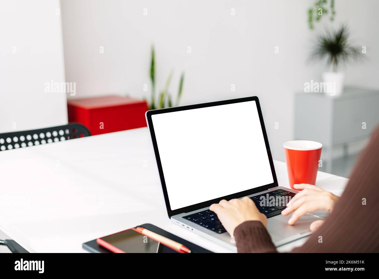 Young woman laptop mockup hi-res stock photography and images - Alamy