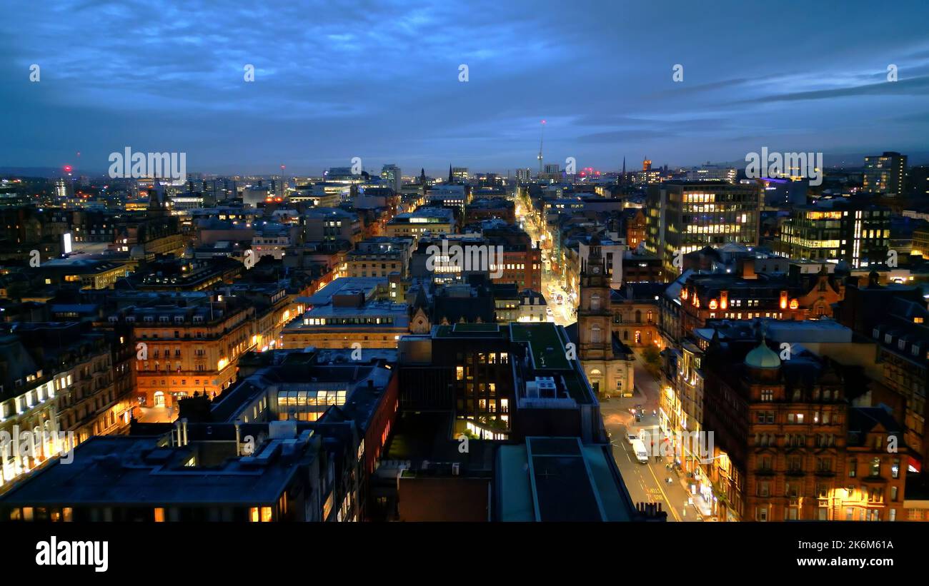 Aerial view over the city of Glasgow in the evening Stock Photo - Alamy