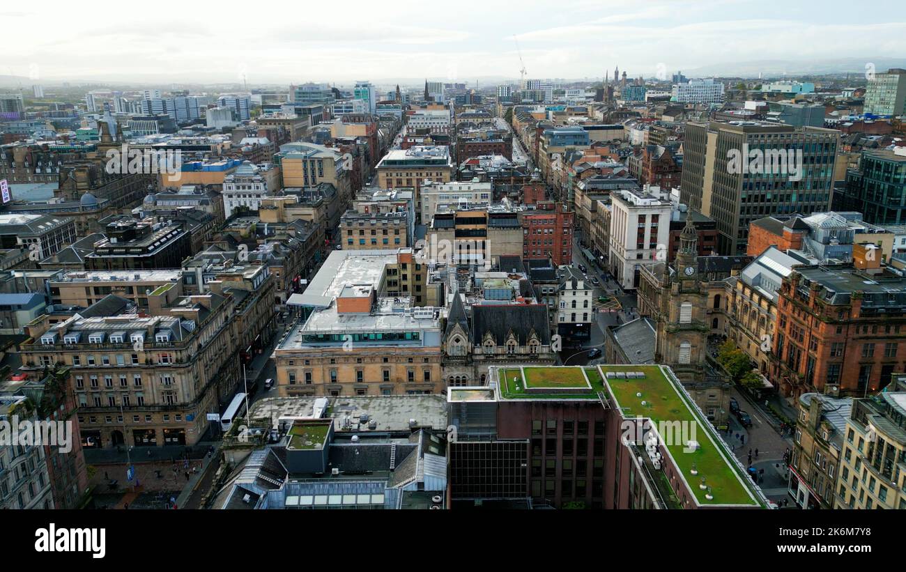 Aerial view over the city center of Glasgow Stock Photo - Alamy