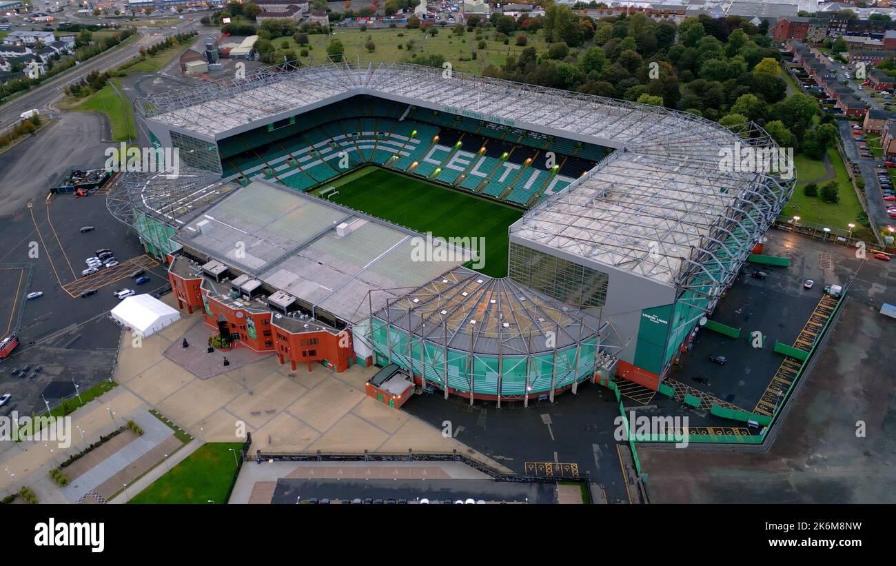 Celtic Stadium in Glasgow the home of FC Celtic Glasgow - aerial view ...