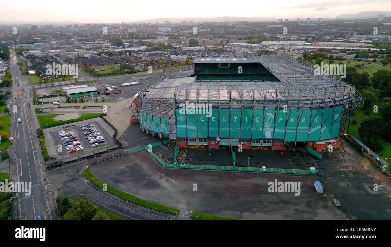 Celtic Stadium in Glasgow the home of FC Celtic Glasgow - aerial view ...