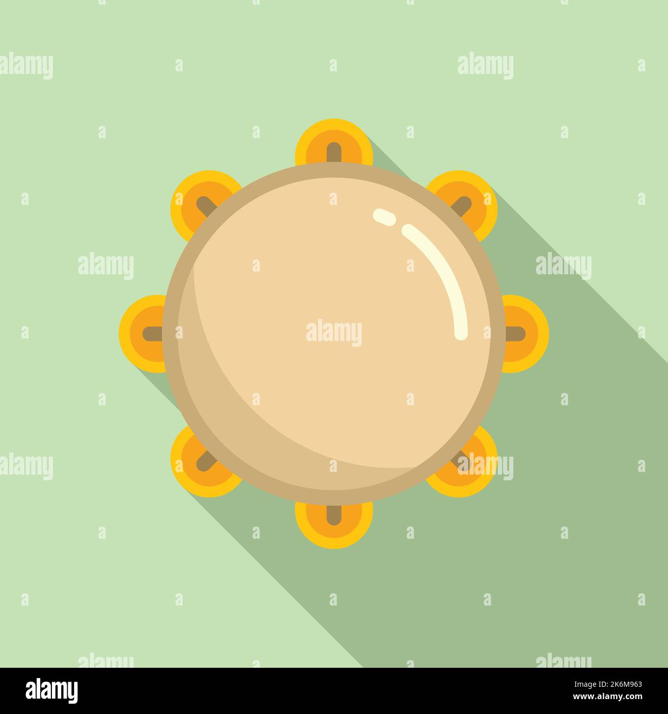 Instrument tambourine icon flat vector. Music drum. Samba carnival ...