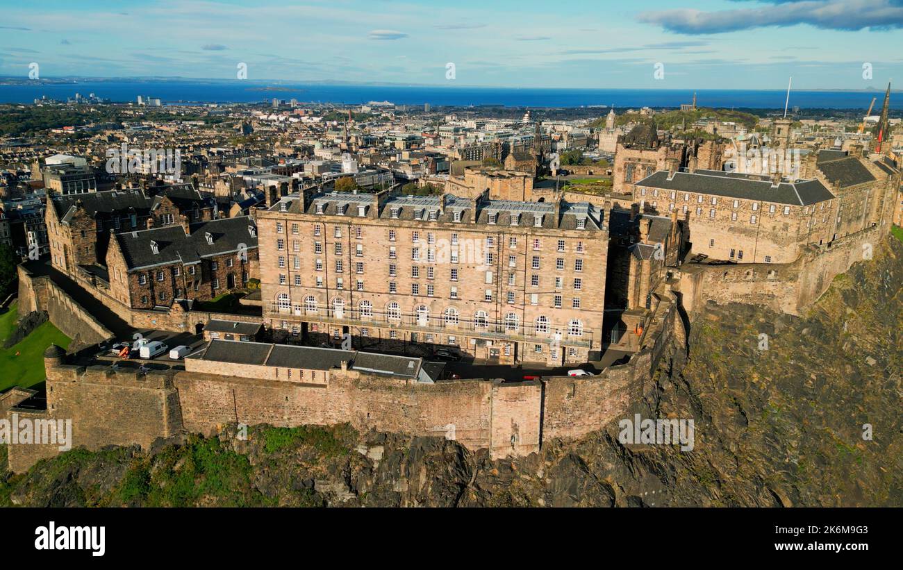 Aerial view over Edinburgh Castle on Castle Hill Stock Photo - Alamy