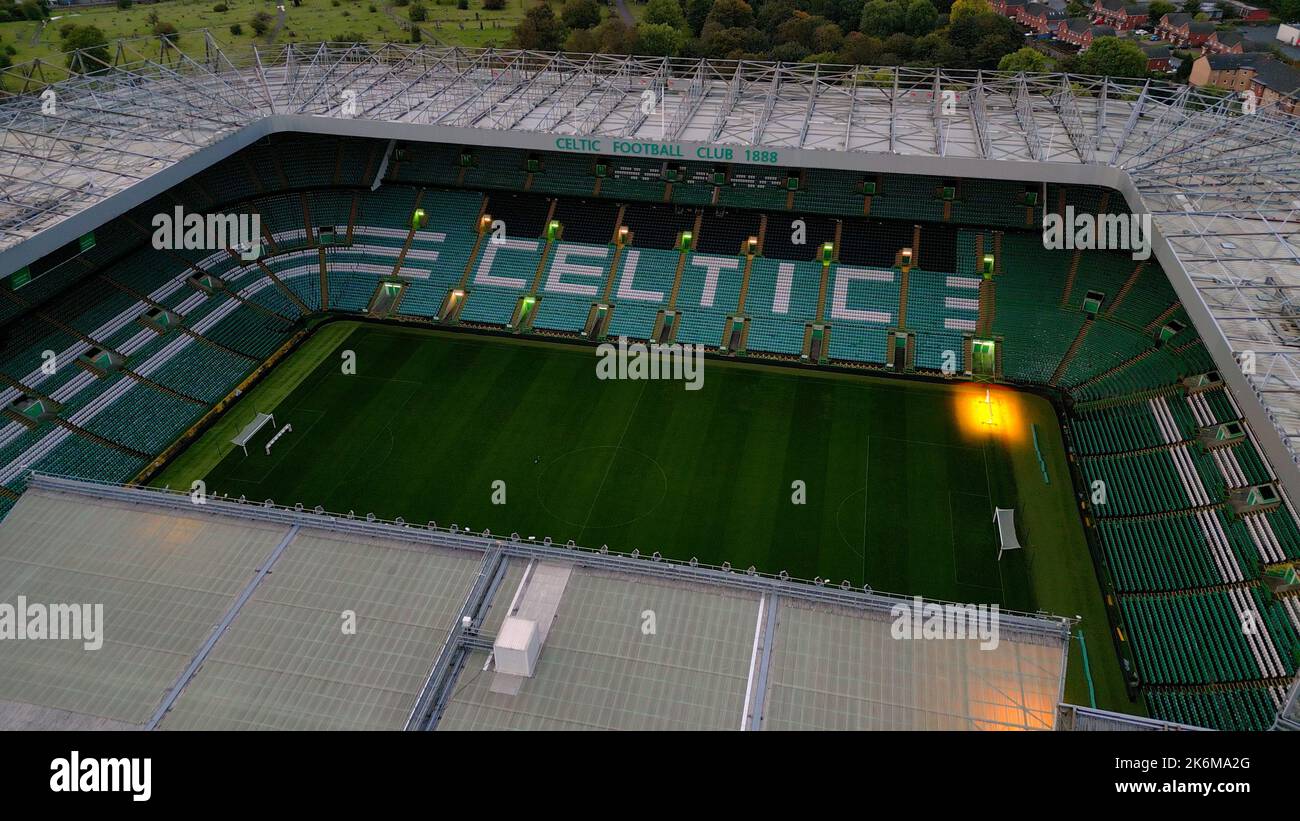 Celtic Stadium in Glasgow the home of FC Celtic Glasgow - aerial view ...