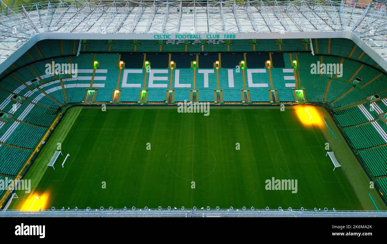 Celtic Stadium in Glasgow the home of FC Celtic Glasgow - aerial view ...