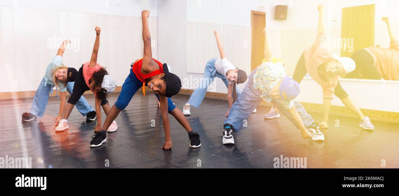 Children training hip hop movements in dance class Stock Photo - Alamy