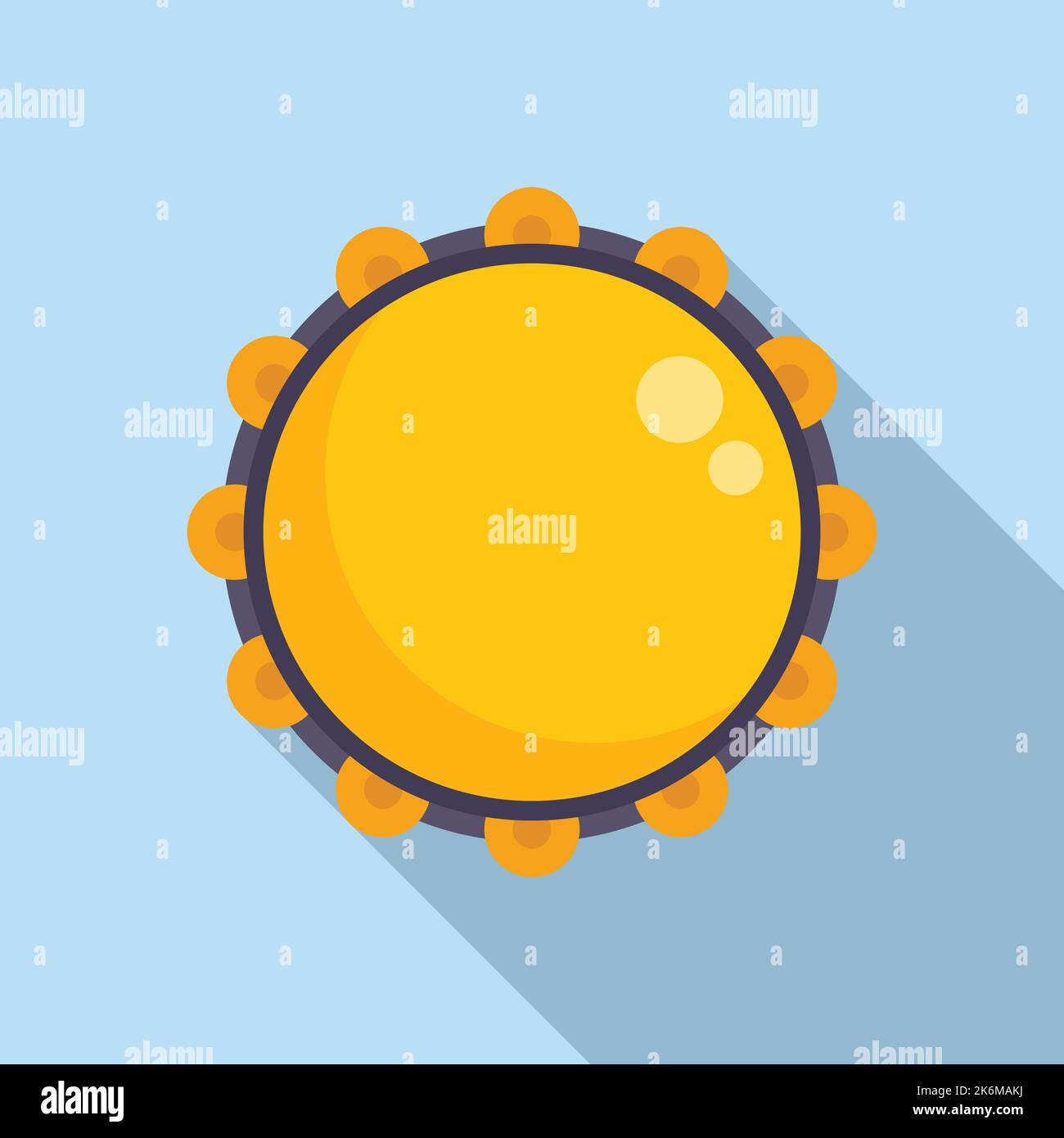 Traditional tambourine icon flat vector. Samba drum. Bell concert Stock ...