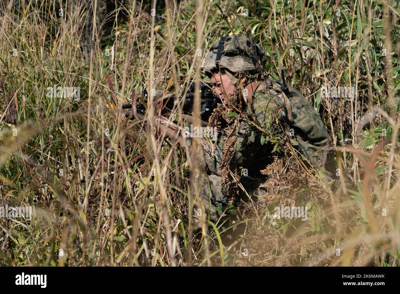 U.S. Marine Corps Lance Cpl. Kashigo Meade, a machine gunner with 3d ...