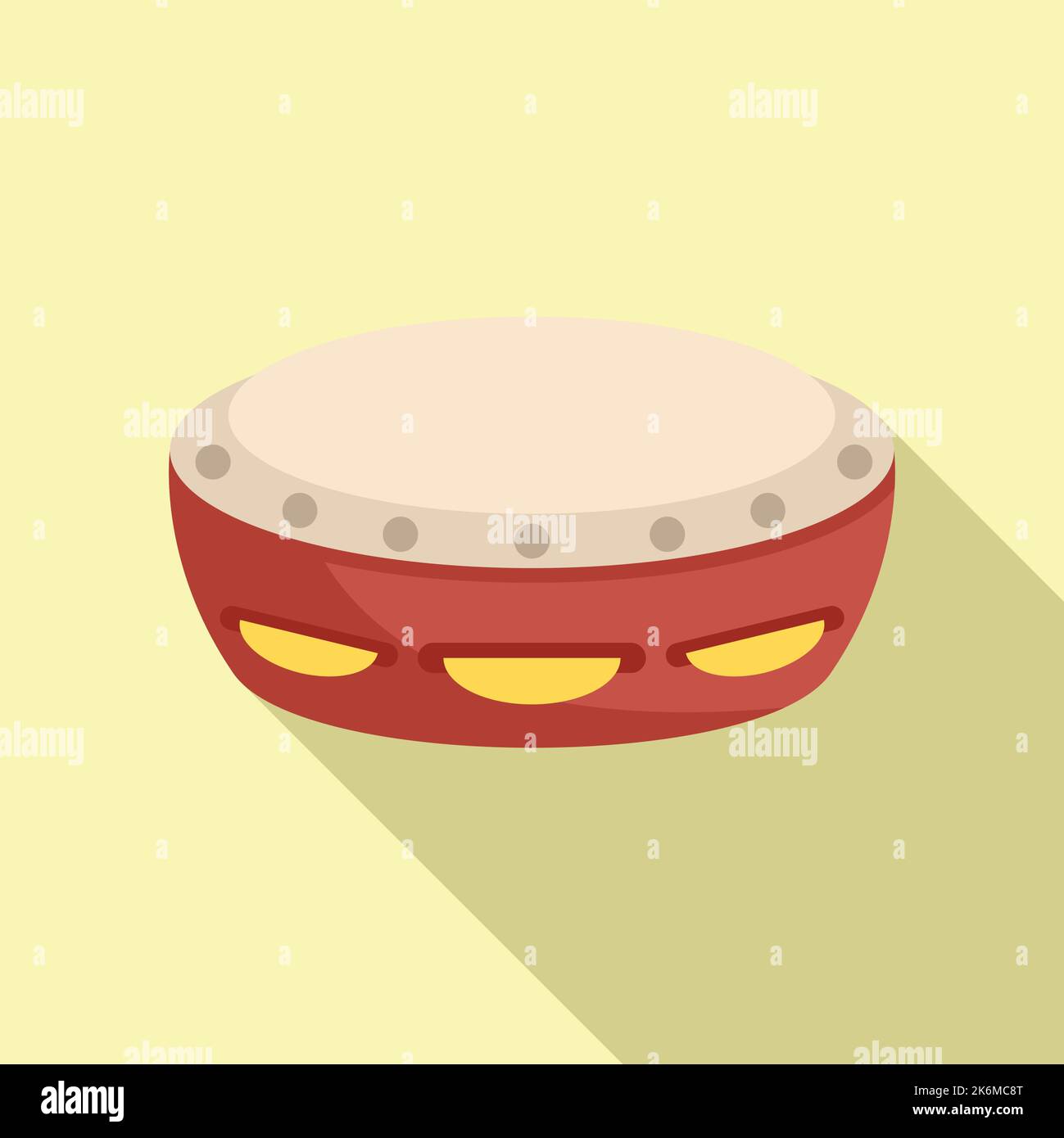Percussion tambourine icon flat vector. Samba drum. Musical instrument ...