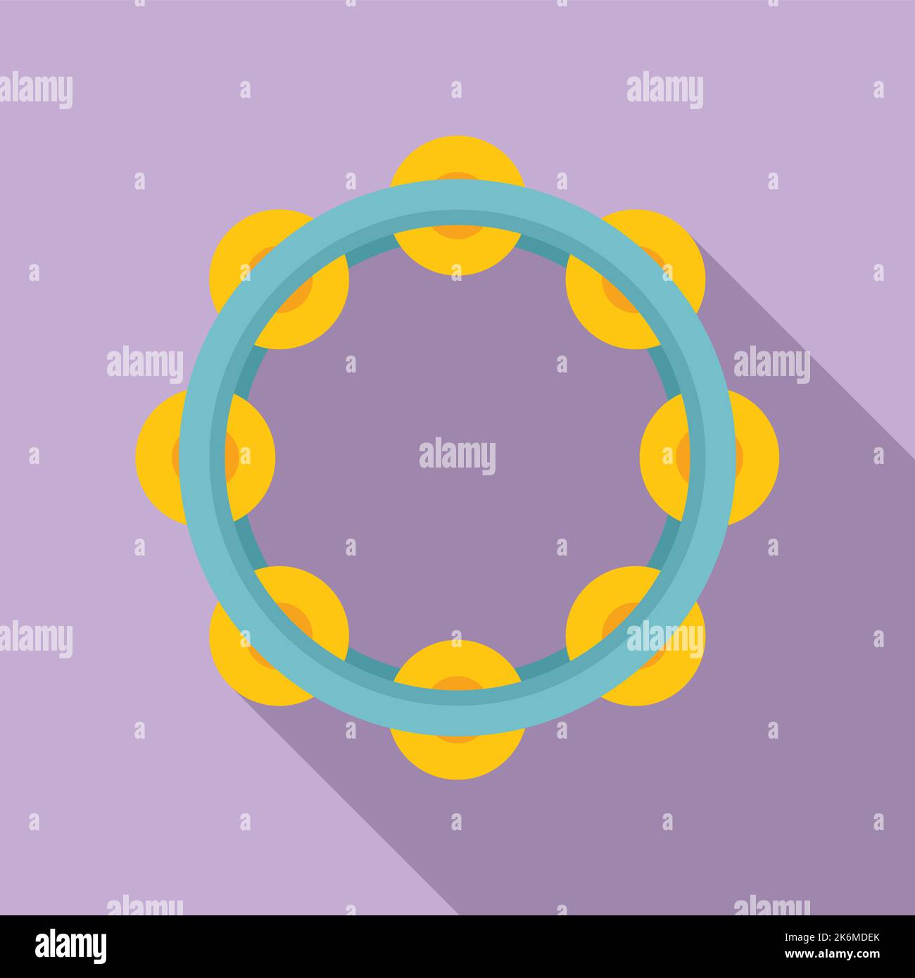 Timbrel tambourine icon flat vector. Music drum. Concert bell Stock ...