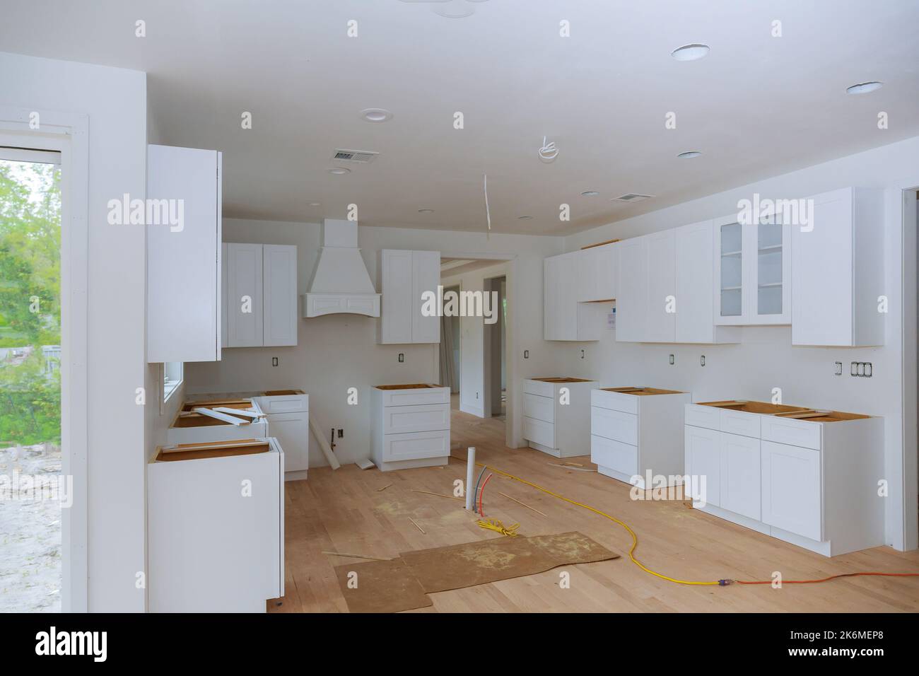 Installation of beautiful kitchen cabinet drawer in new house Stock ...