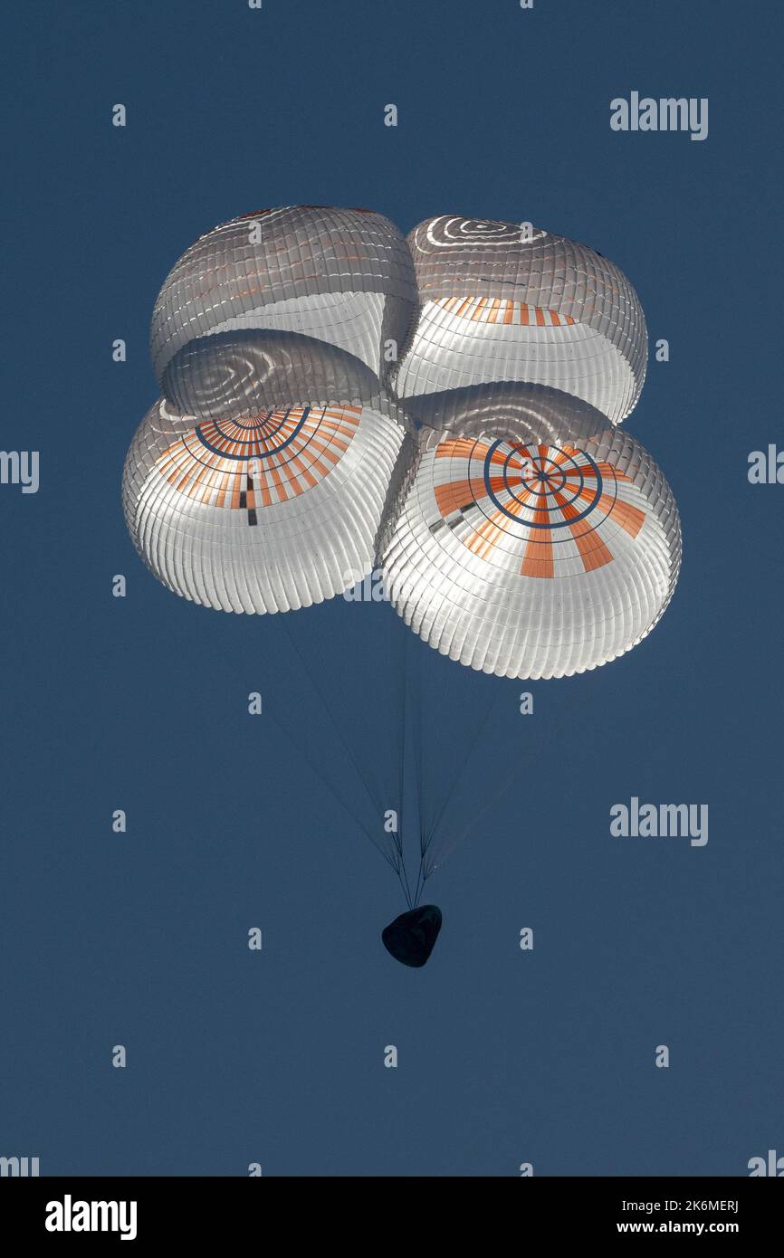 USA. 14th Oct, 2022. SpaceX Crew Dragon Freedom spacecraft is seen as ...