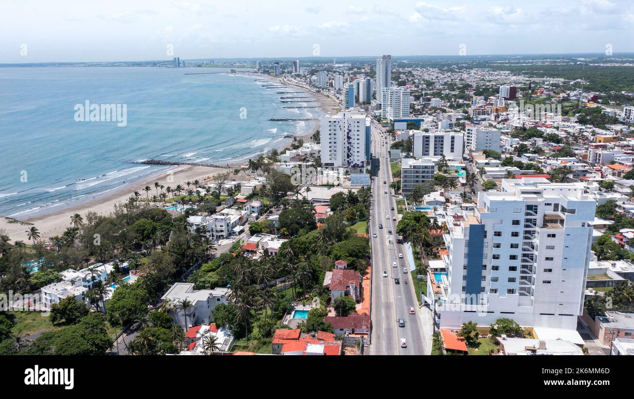 Aerial morning skyline view of downtown Boca del Rio, Veracruz, Mexico ...