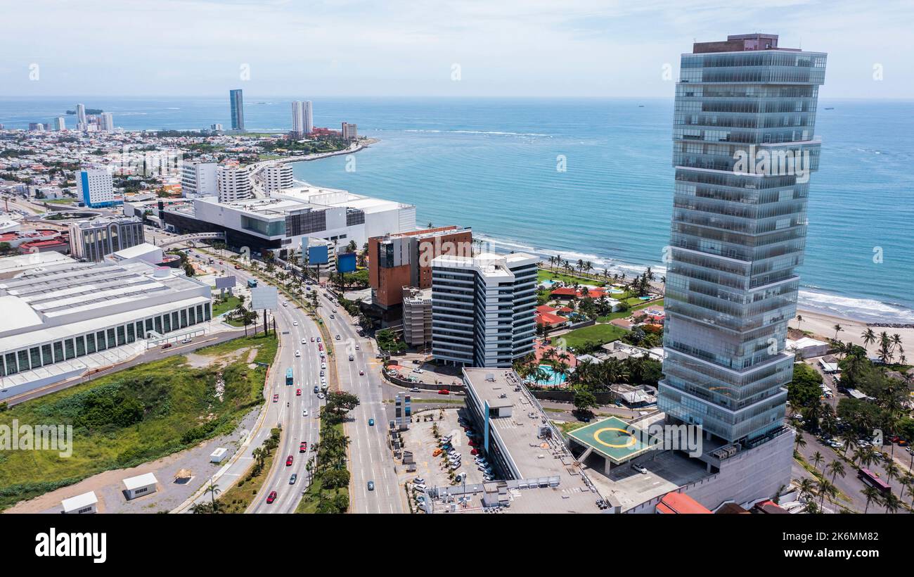 Aerial morning skyline view of downtown Boca del Rio, Veracruz, Mexico ...