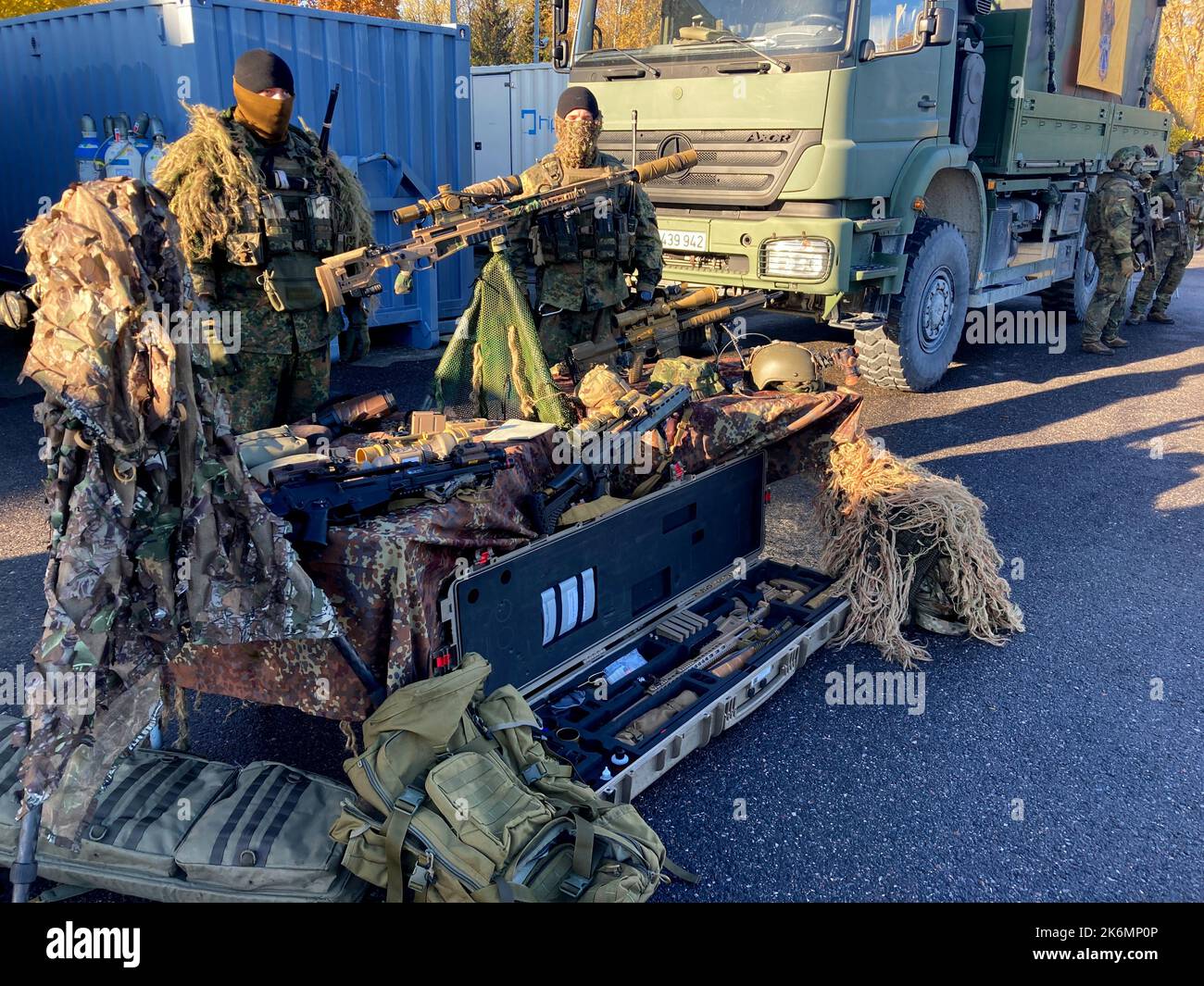 Tallinn, Estonia. 13th Oct, 2022. Two snipers with their equipment ...