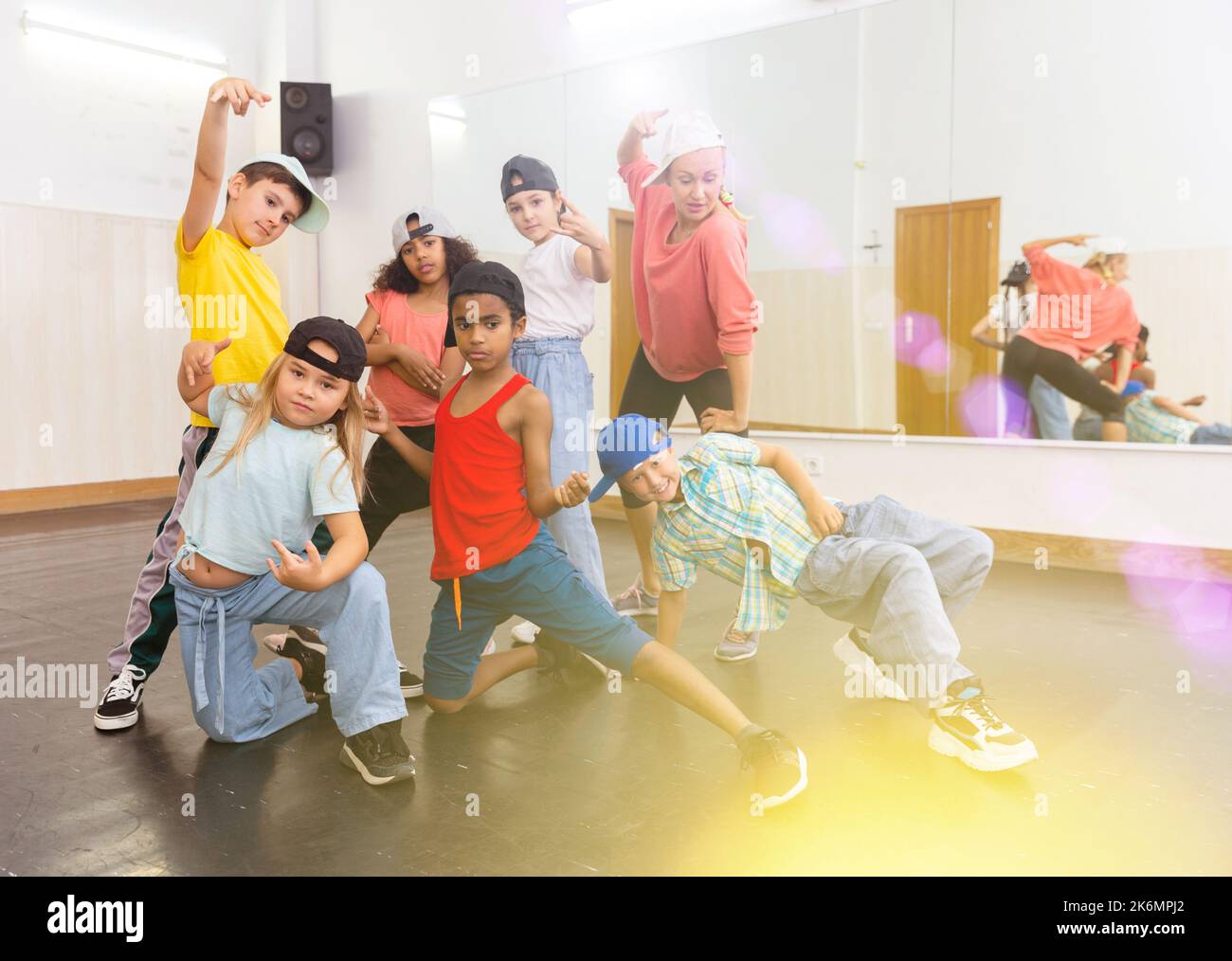 Kids hip hop dancers posing in studio Stock Photo - Alamy