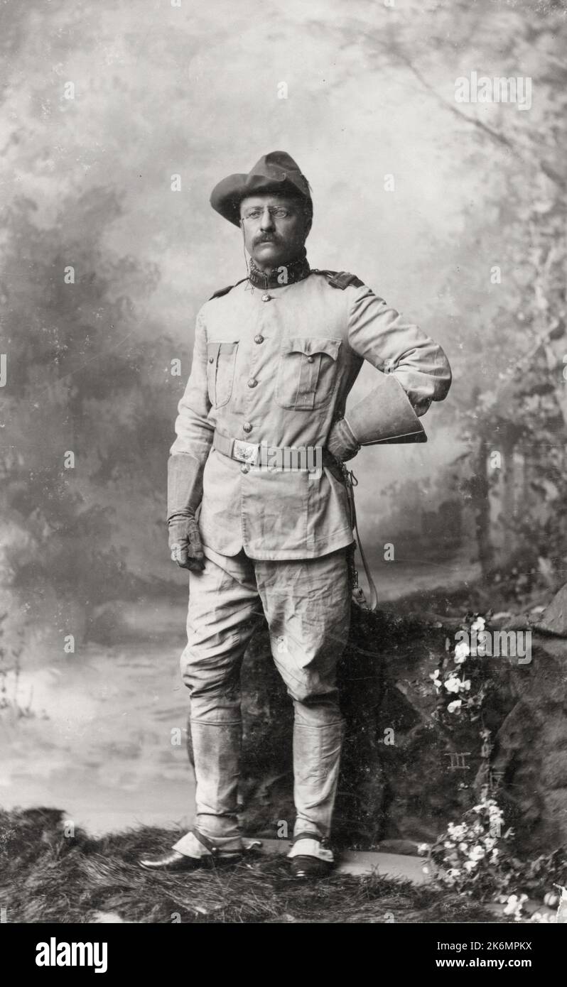 Colonel Theodore Roosevelt in his Rough Riders uniform on October 26 ...
