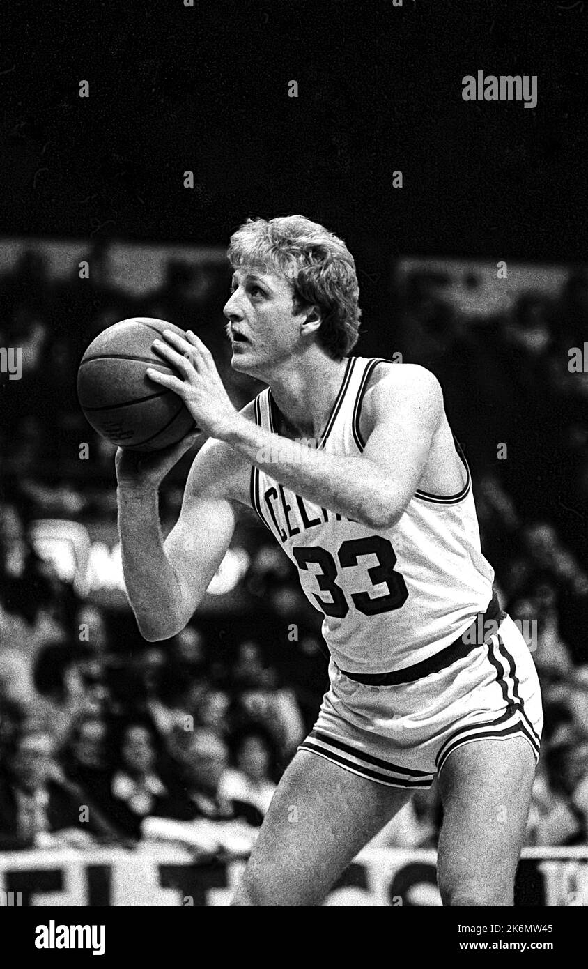 Larry Bird competing for the NBA Boston Celtics during 1981-82 season ...