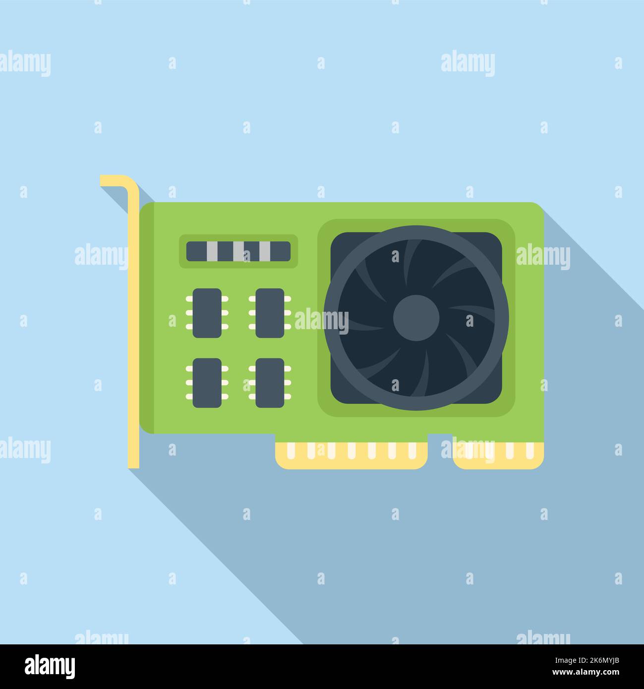 Gpu card cooler icon flat vector. Cpu chip. Hardware display Stock ...