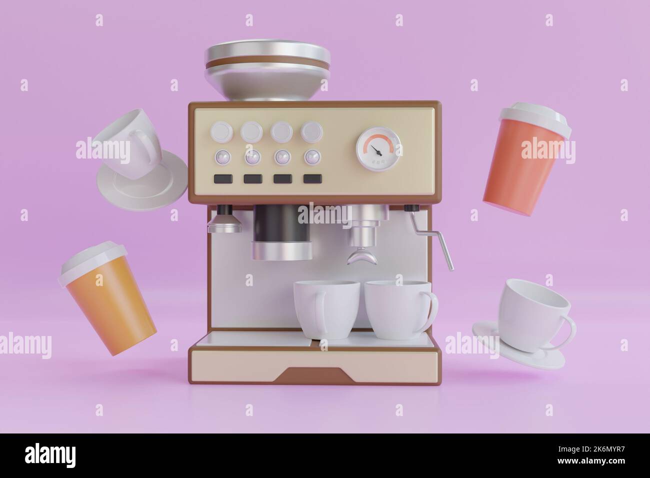 coffee machine. Coffee shop 3D render. digital illustration of a coffee ...