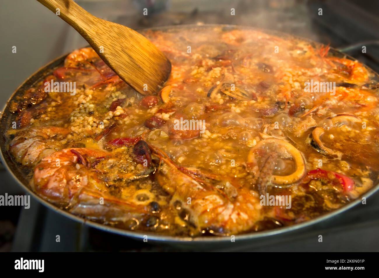 Seafood paella at Spanish cooking class in Tokyo, Japan Stock Photo - Alamy