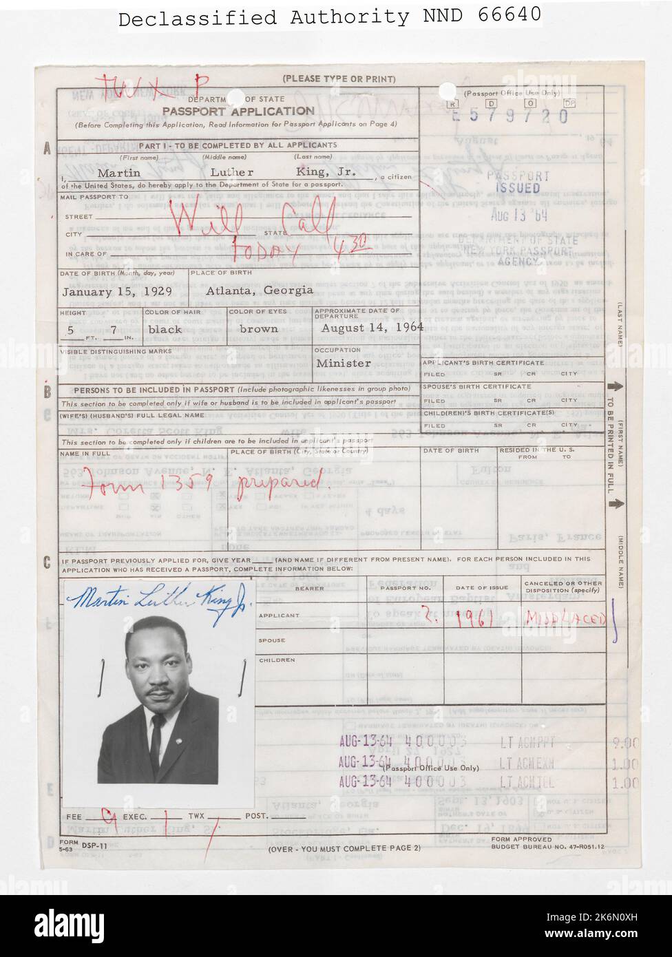 This item contains a passport application of Martin Luther King Jr ...