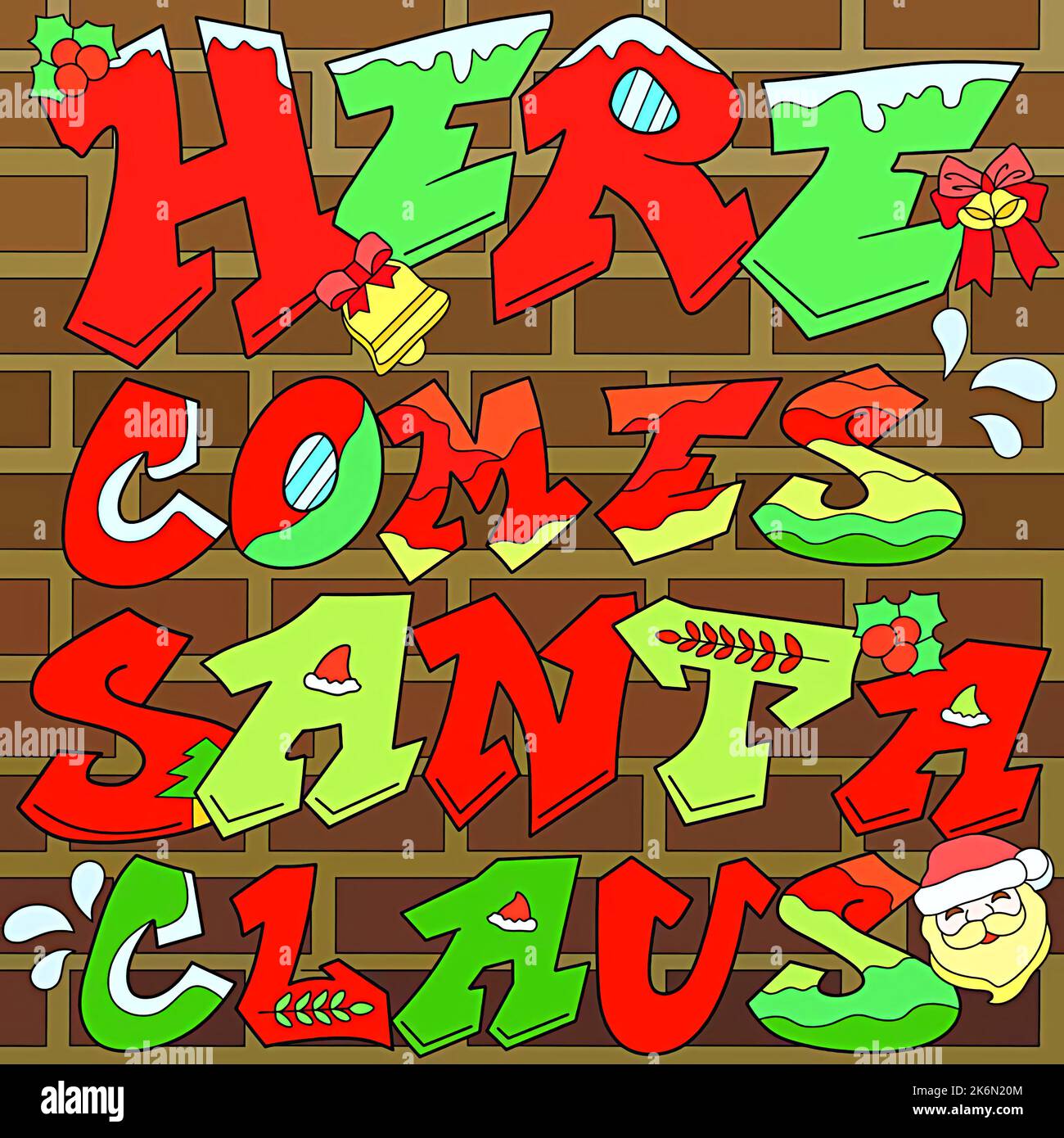 Merry Christmas, HERE COMES SANTA CLAUS Stock Photo - Alamy