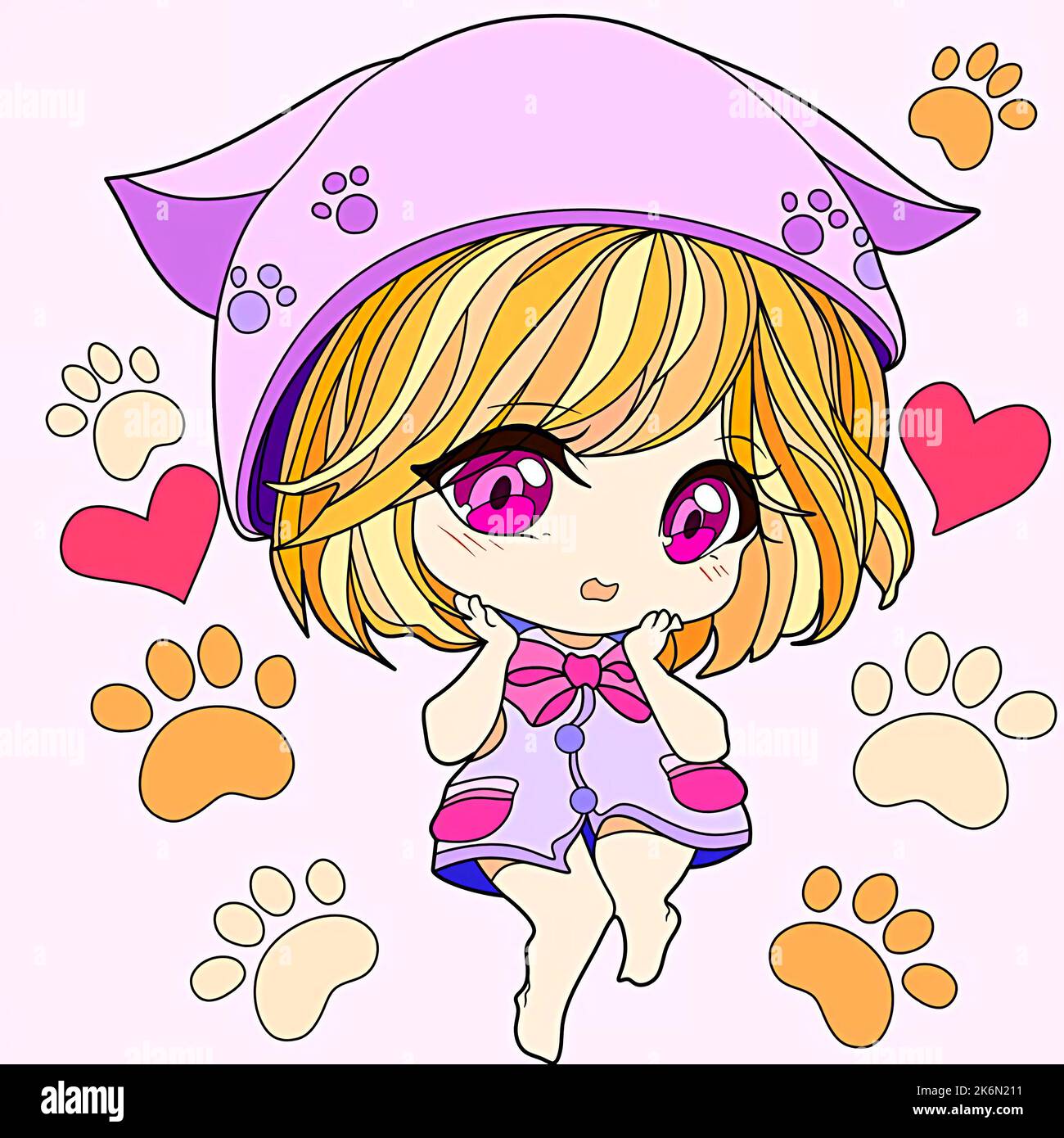 cute little girl cartoon character illustration Stock Photo - Alamy