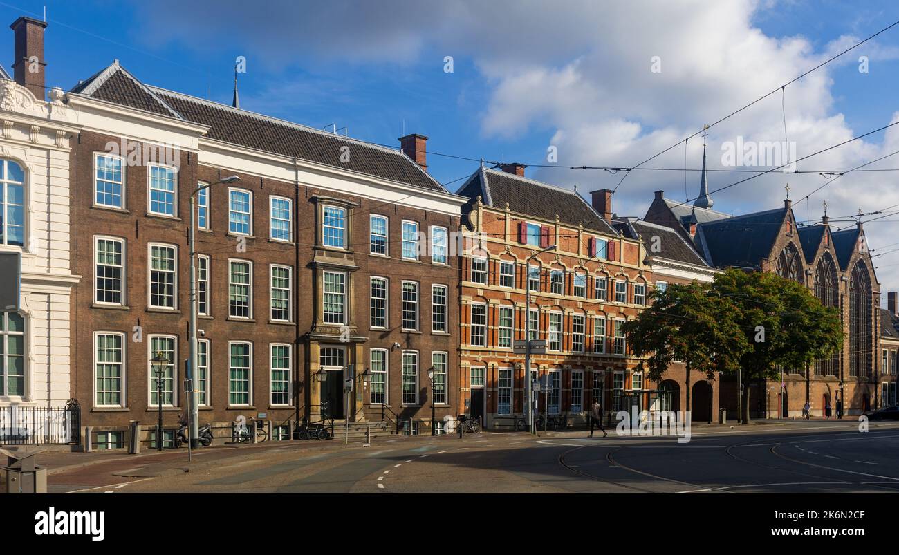 The Hague street view with building of State Council and Kloosterkerk ...