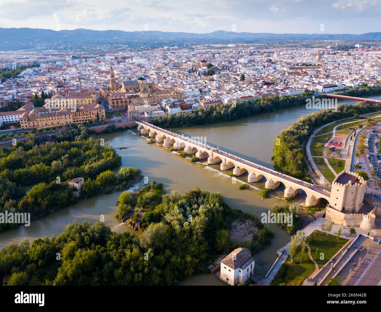 Aerial view of Cordoba with Roman Bridge and Mosque-Cathedral Stock ...