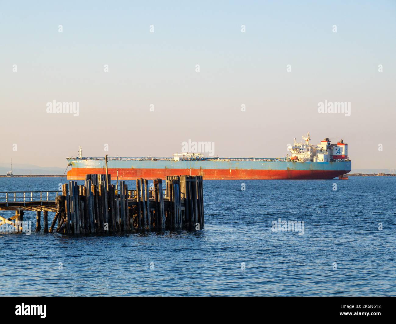 Advantage Solar crude oil tanker at anchor, Port Angeles, Washington ...
