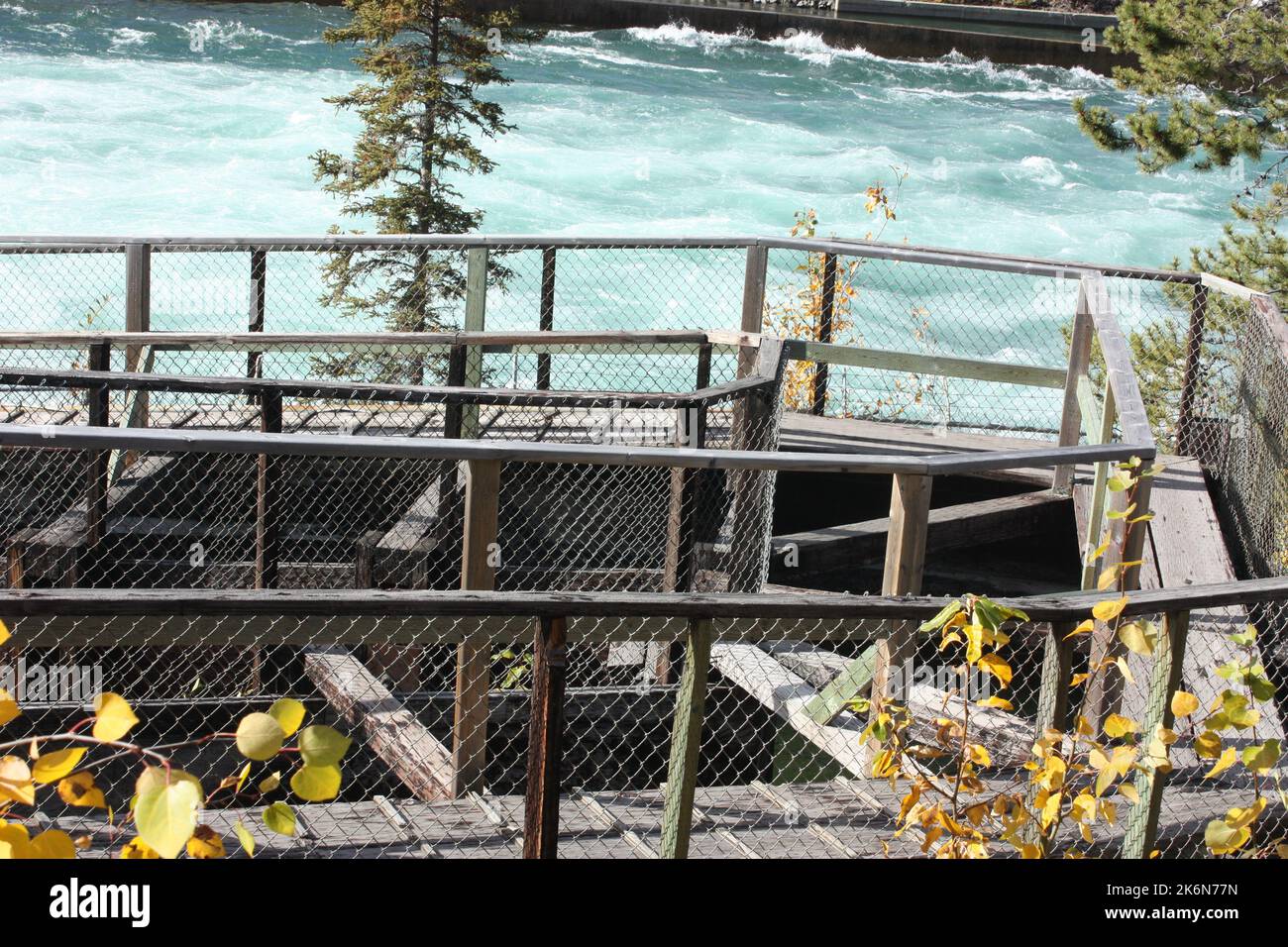 Fish ladder at the dam across the River Yukon near Whitehorse, Yukon ...