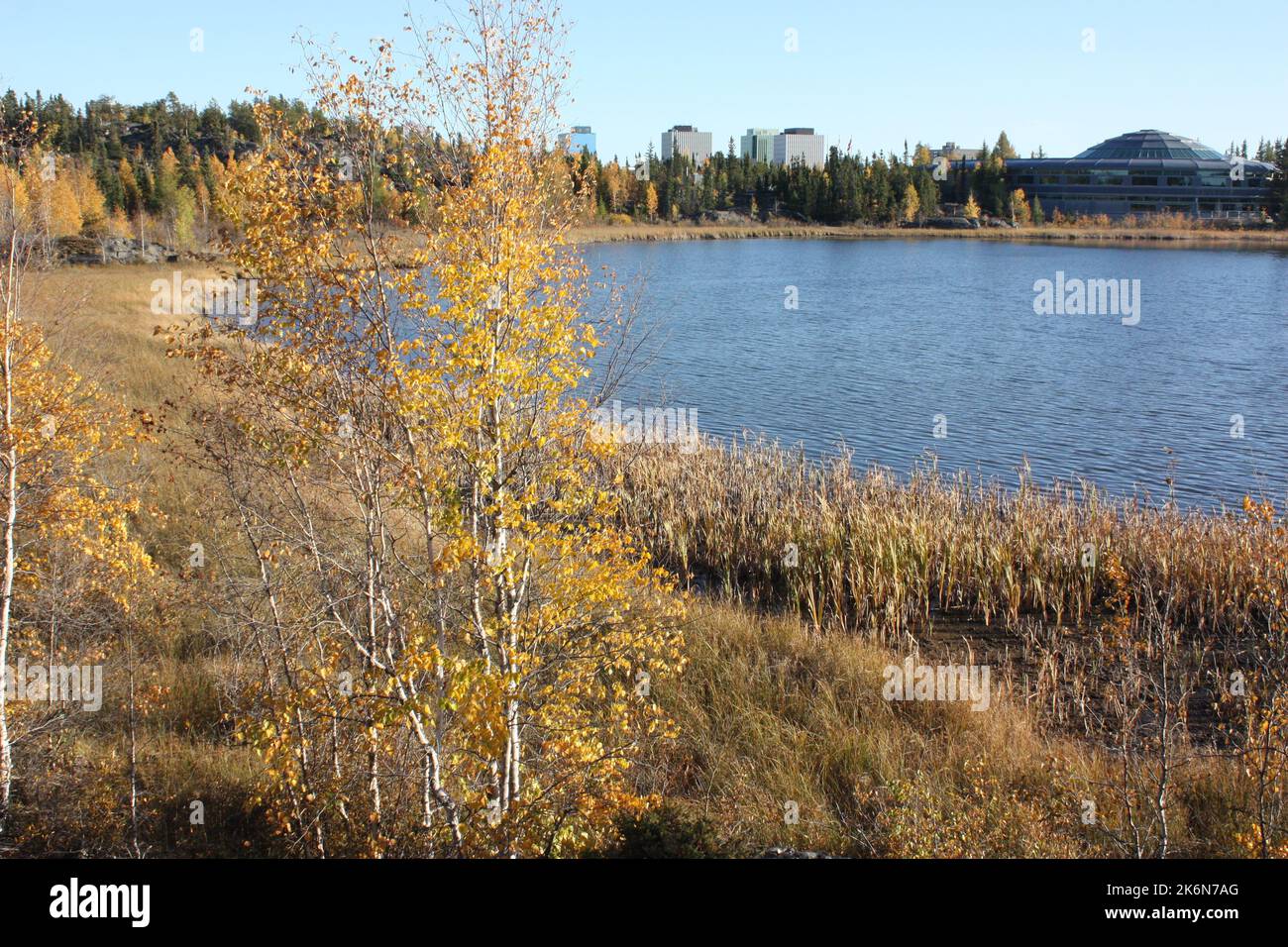 The Legislature Building by Frame Lake in Yellowknife, Northwest ...