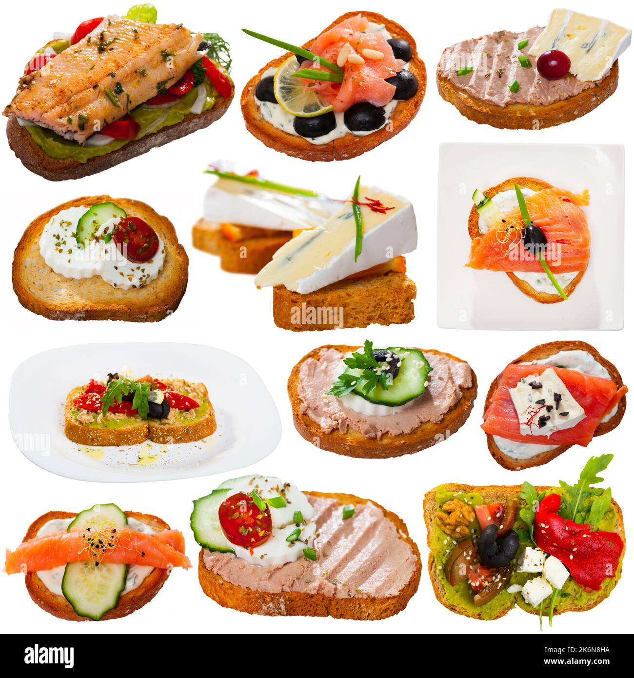 Collection of toasts and sandwiches isolated on white Stock Photo - Alamy