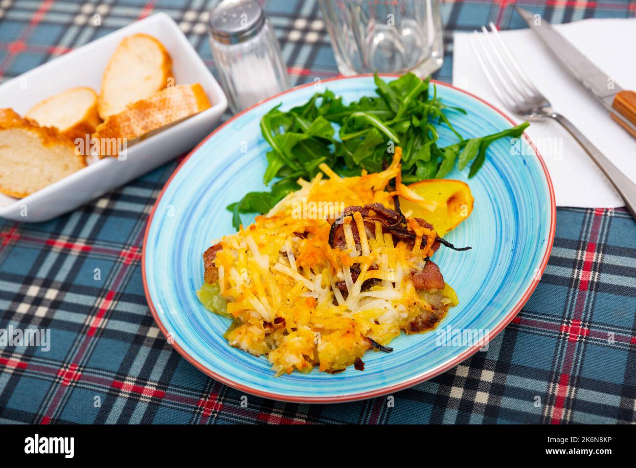 Russian french-style meat on a plate Stock Photo - Alamy