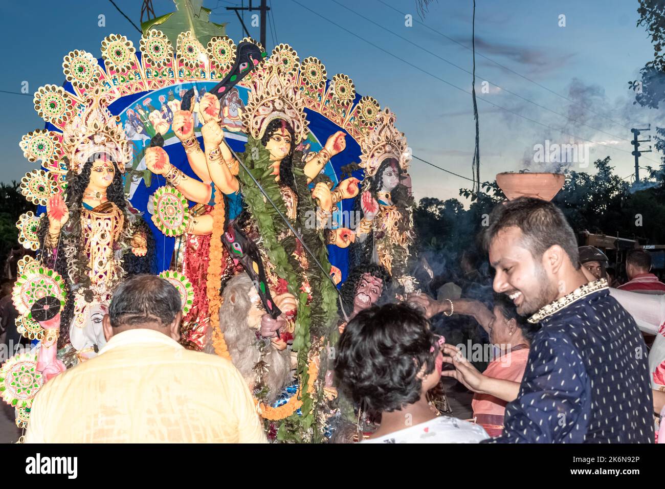 Devotees immerse Durga Idol on River Ganges during the last day of ...