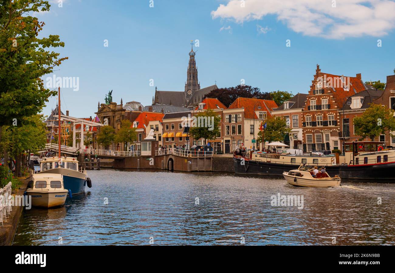 Haarlem, Netherlands - August 08, 2022: Haarlem canals and picturesque ...