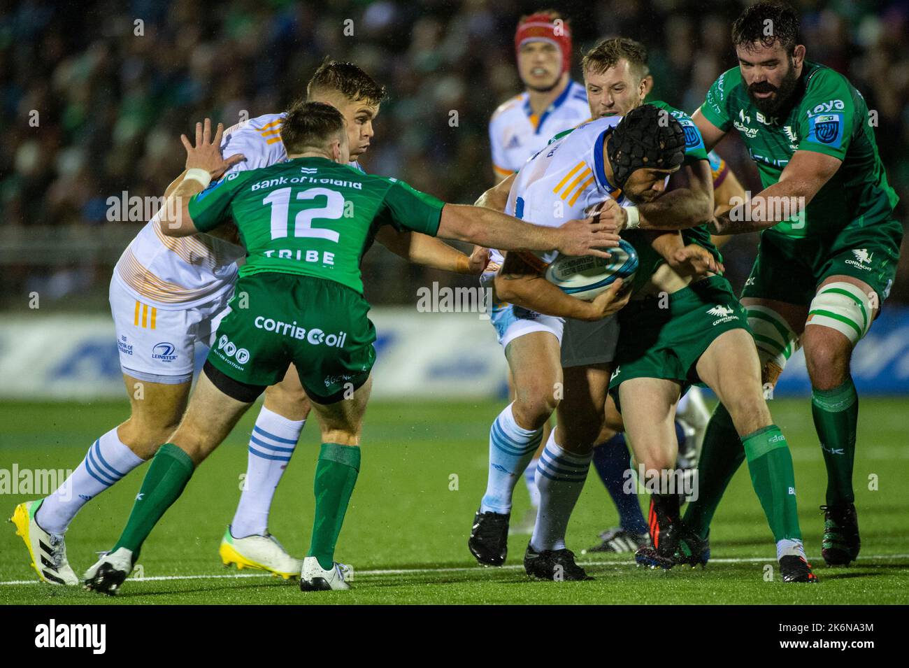 Galway, Ireland. 15th Oct, 2022. Charlie Nagatai of Leinster tackled by ...