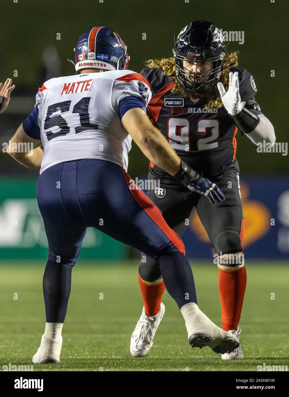 Canada. 14th Oct, 2022. (Ottawa, Canada---14 October 2022) o92 in a regular season Canadian ...