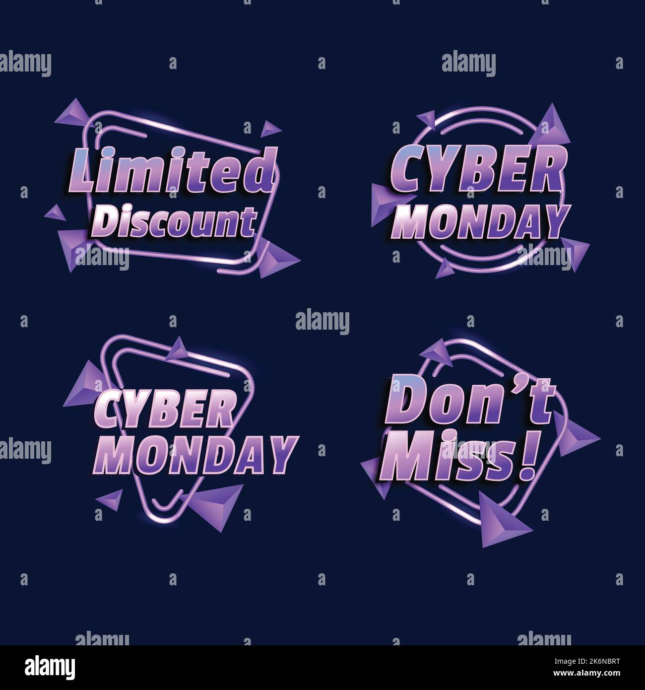realistic cyber monday labels collection vector design illustration ...