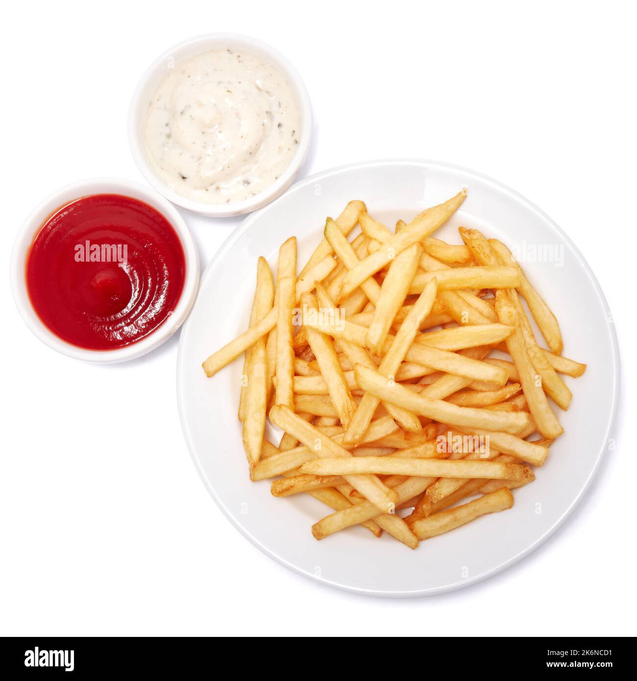 French fries potatoes on white ceramic plate isolated on white ...