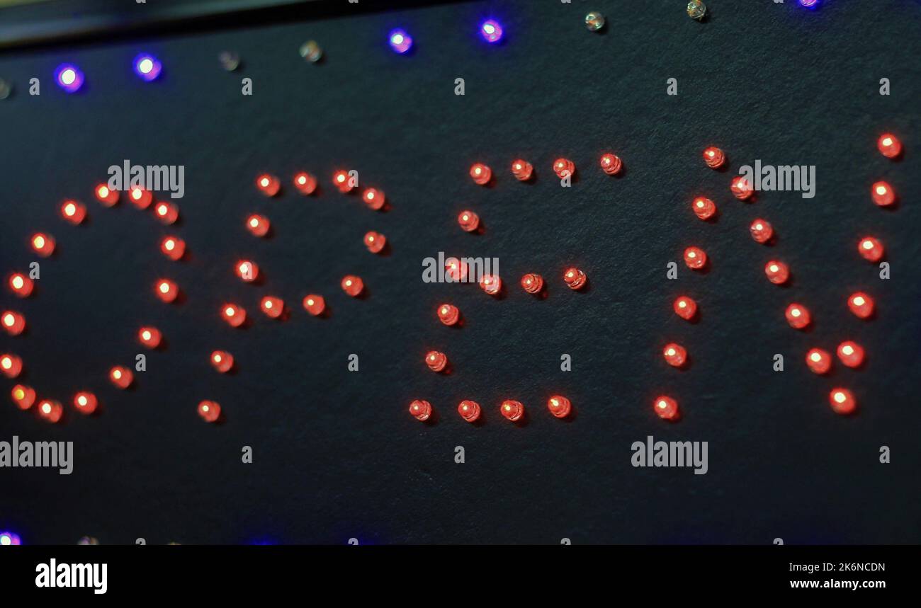 Lighted Open Sign Stock Photo - Alamy