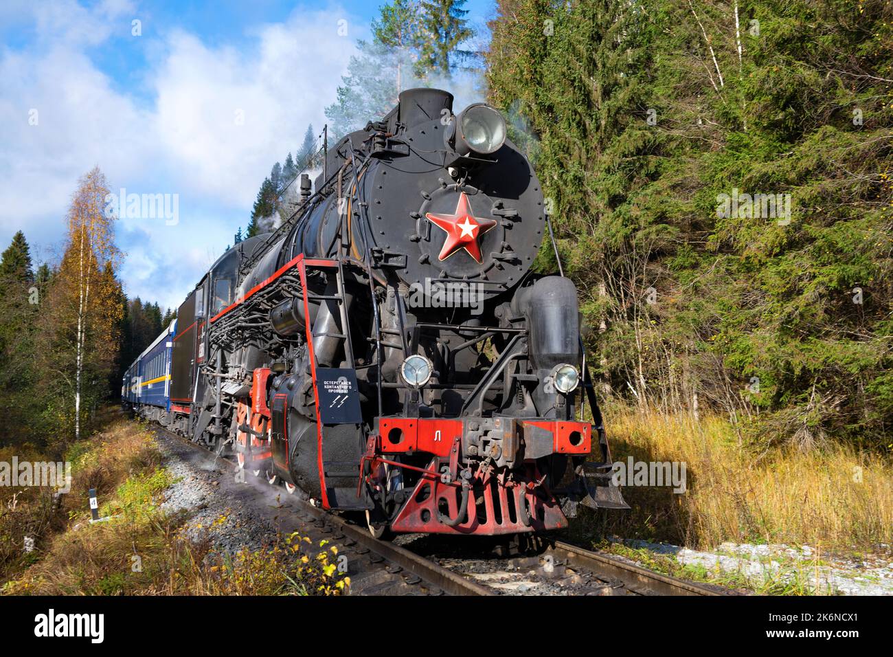 RUSKEALA, RUSSIA - OCTOBER 09, 2022: Old soviet "L" series steam ...