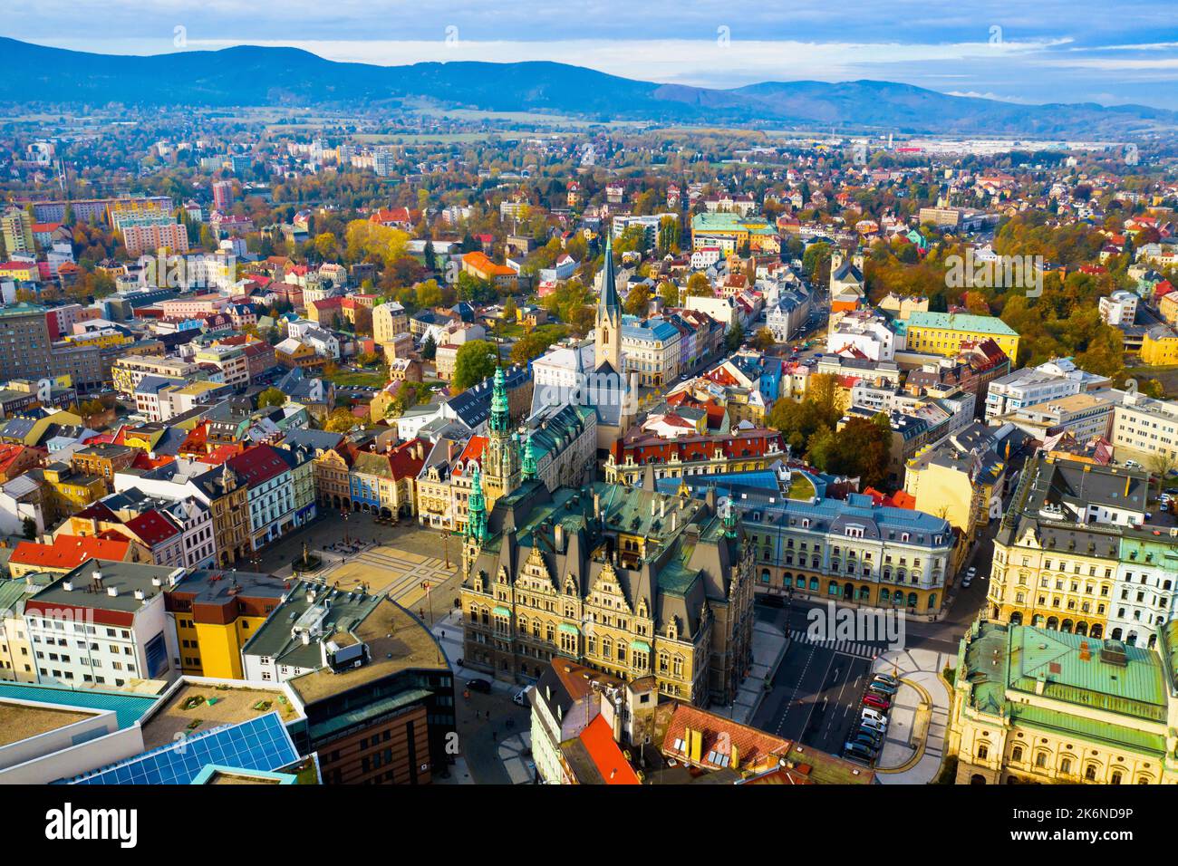 Aerial view of Liberec cityscape with buildings and streets Stock Photo ...